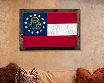 Georgia State Flag License Plate Aluminum Metal Auto Tag 6x12 GA Sign ...