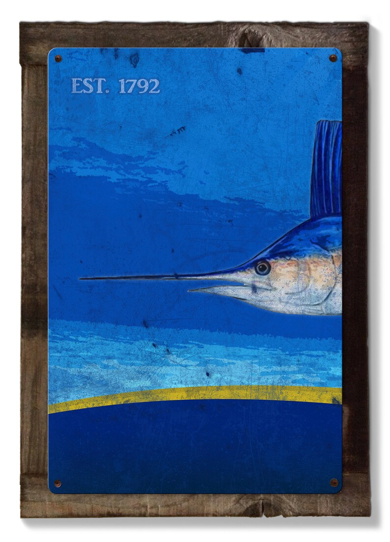 Sailfish, Marlin, Metal Triptych, Optional Rustic Wood Frame, Sport ...