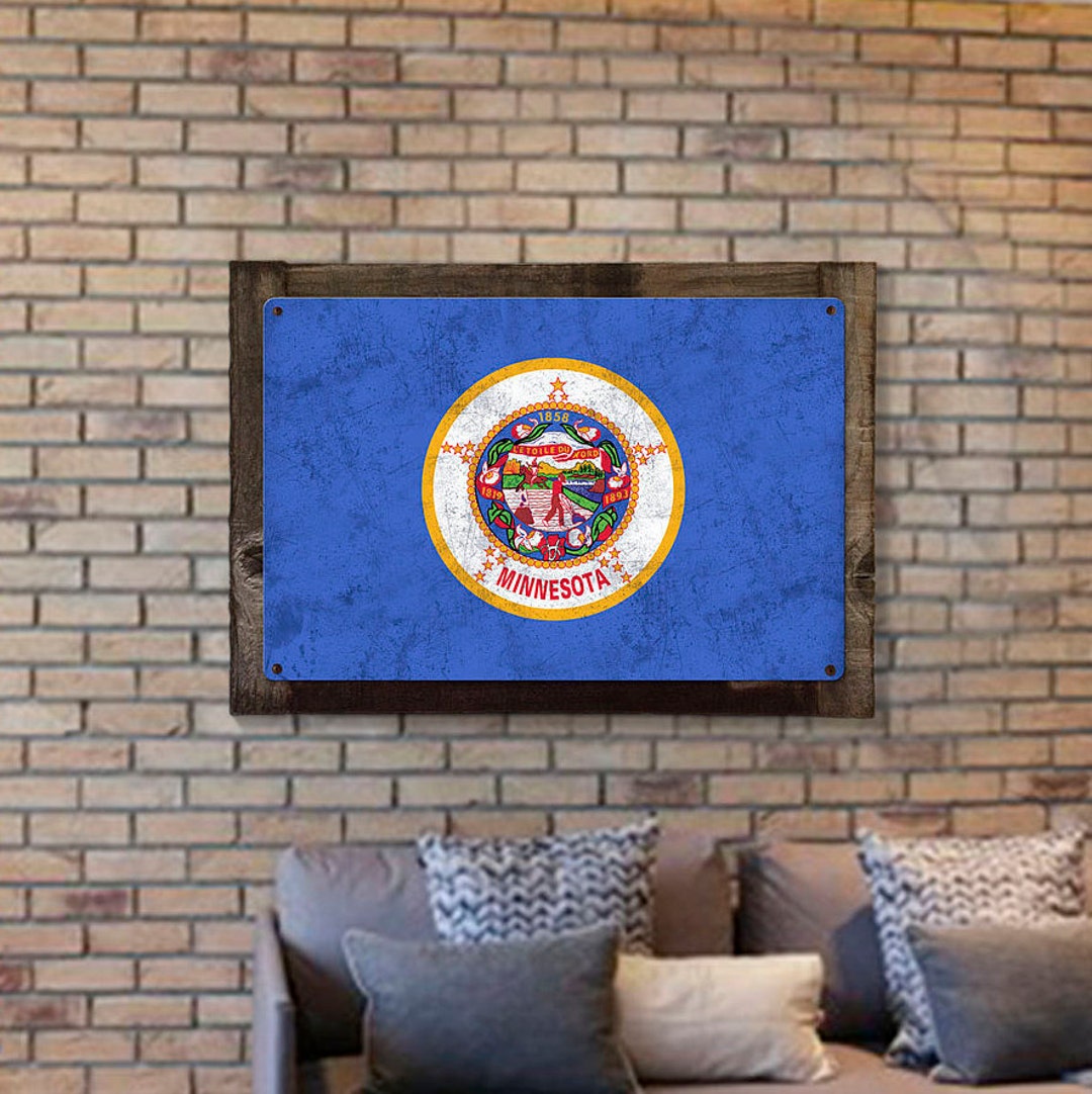 Minnesota State Flag, Explore Minnesota, Metal Sign, Optional Rustic ...