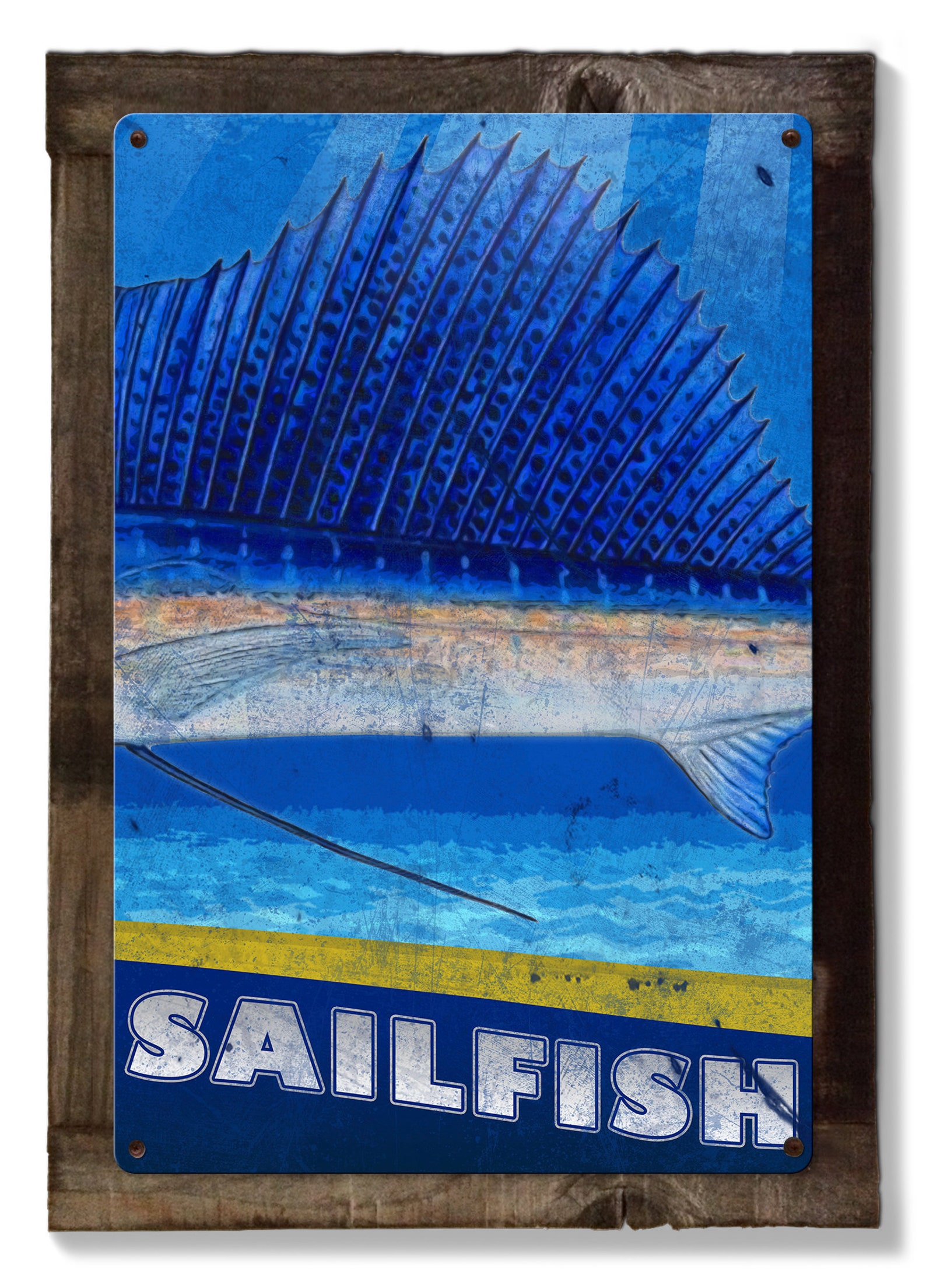 Sailfish, Marlin, Metal Triptych, Optional Rustic Wood Frame, Sport ...
