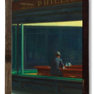 Nighthawks, Edward Hopper, Triptych METAL Sign, Travel, Wall Decor ...