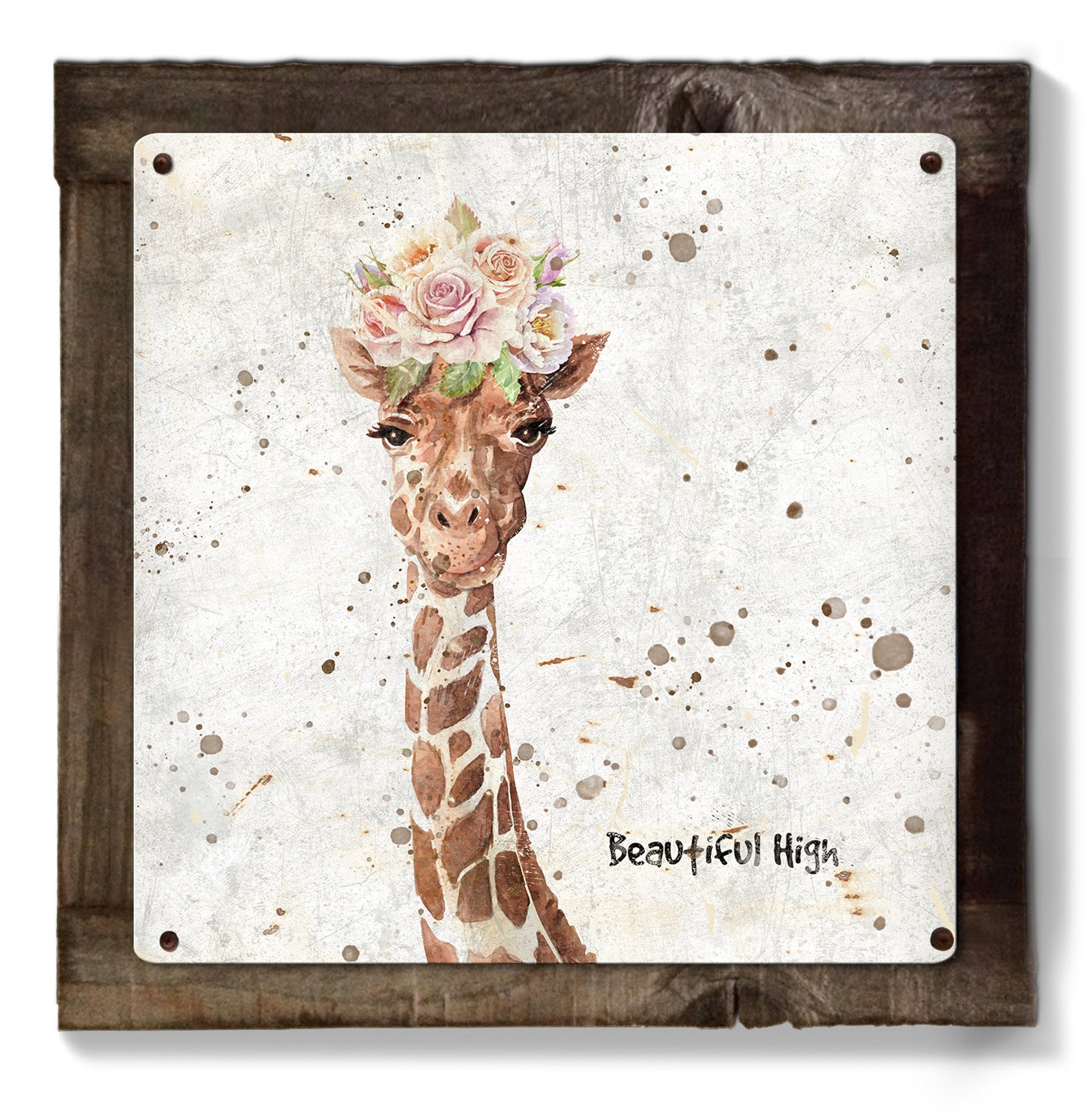 Giraffe Wall Art, Zoo Animal METAL Sign, Optional Reclaimed Wood Frame ...