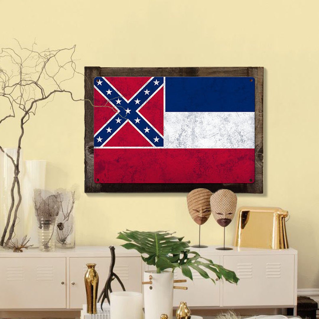 Mississippi State Flag, the Magnolia State, Metal Sign, Optional Rustic ...