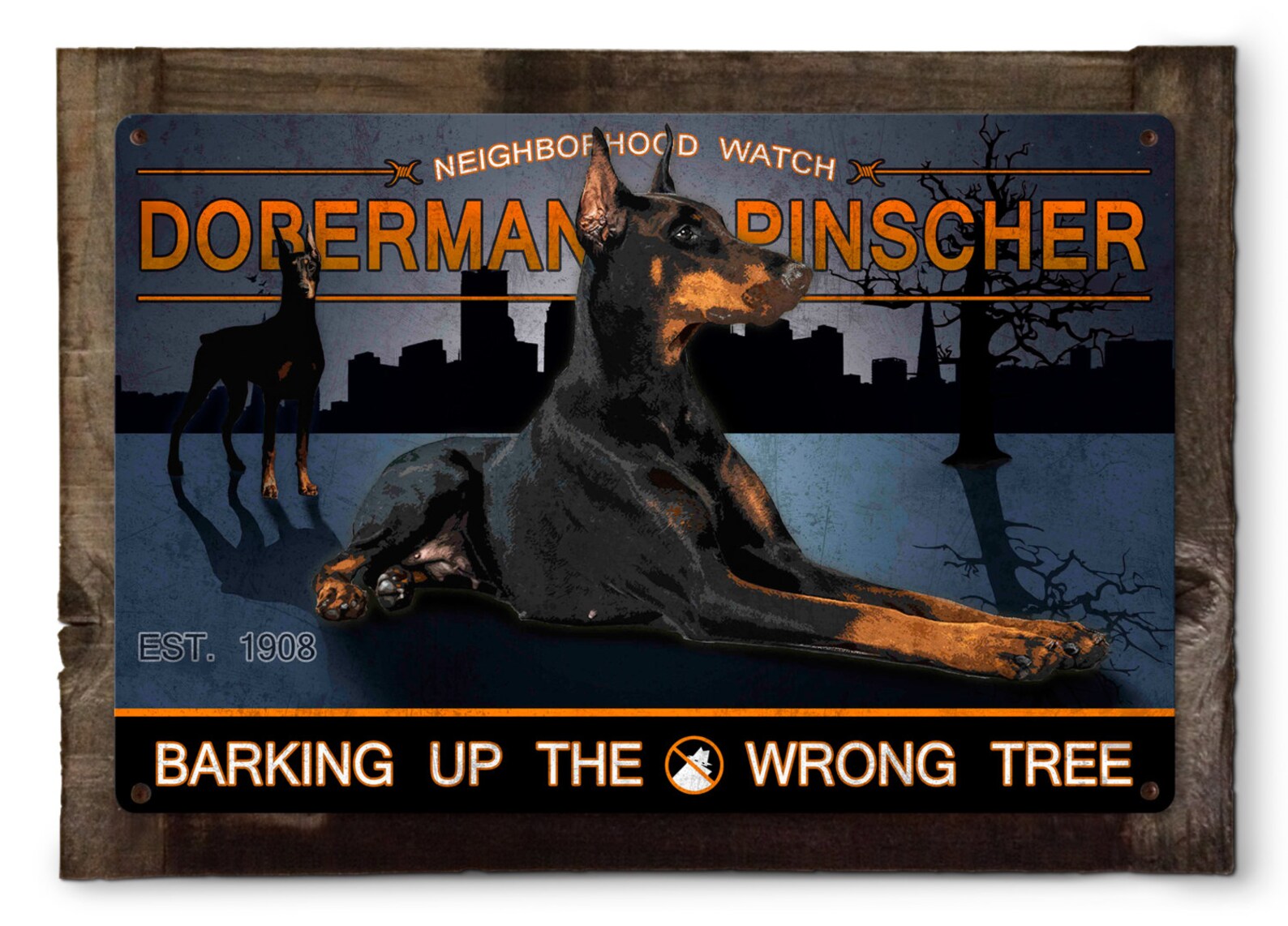 Doberman Pinscher Neighborhood Watch Dog Metal Sign Wall Art - Etsy