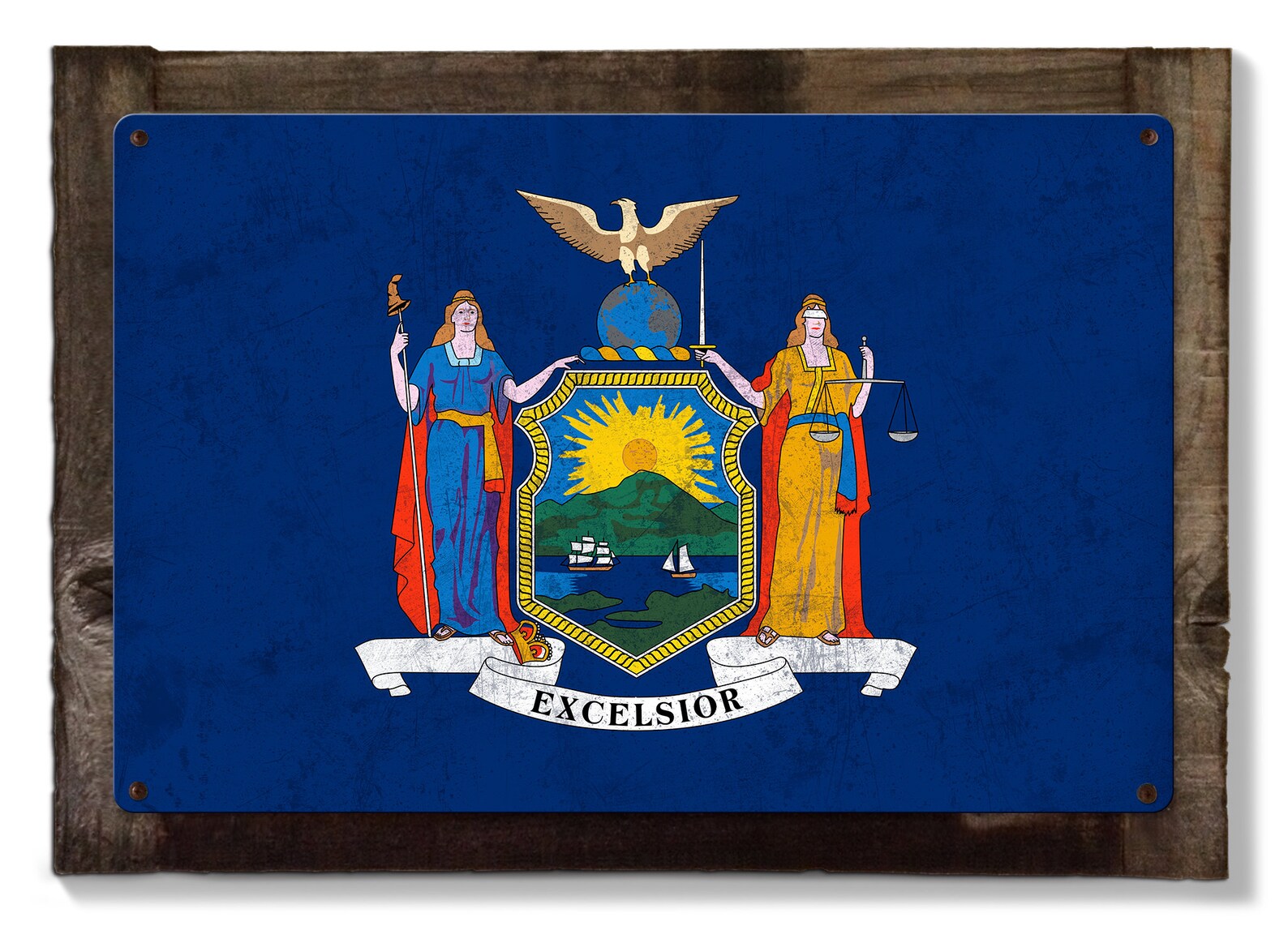 New York State Flag Empire State Metal Sign Optional Rustic - Etsy