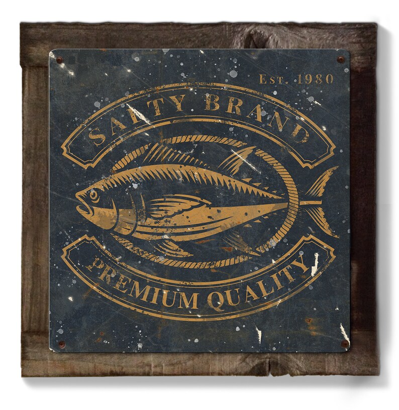Salty Brand Tuna Wall Art Nautical METAL Sign Optional Wood - Etsy