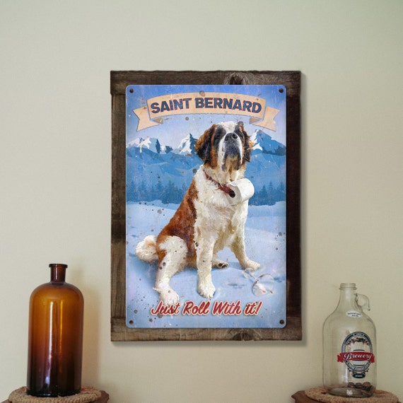 Saint Bernard Dog Wall Art METAL Sign Optional Reclaimed - Etsy