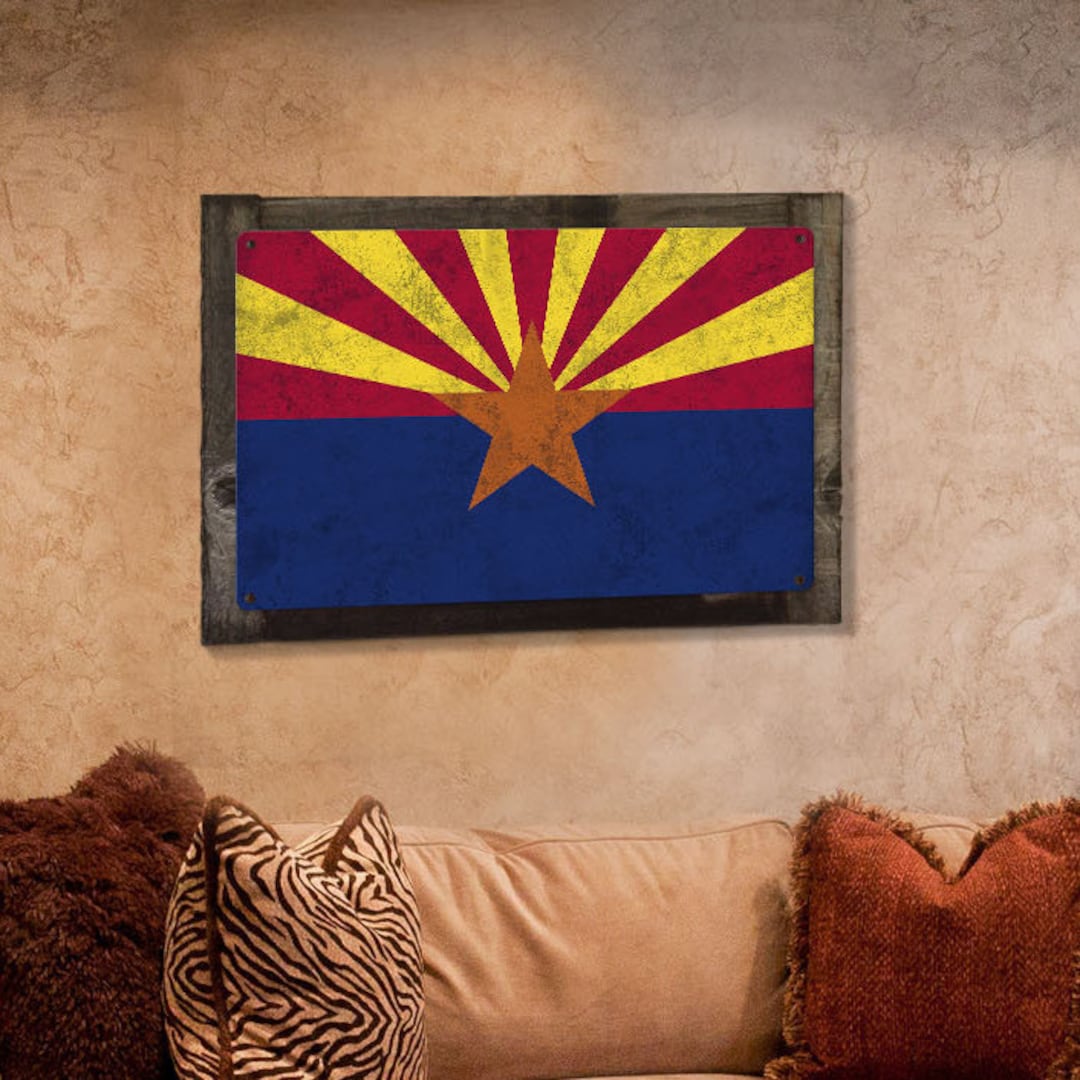 Arizona State Flag, the Grand Canyon State, Metal Sign, Optional Rustic ...