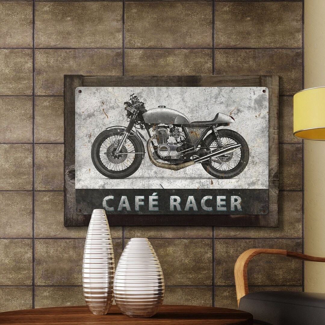 Cafe Racer, Honda, Motorcycle, METAL Sign, Optional Reclaimed Barnwood ...