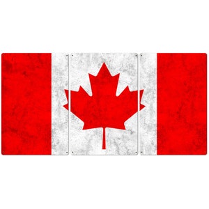 Canada Flag, Triptych METAL Sign, Vintage, Antique, Decor, Wall Art ...