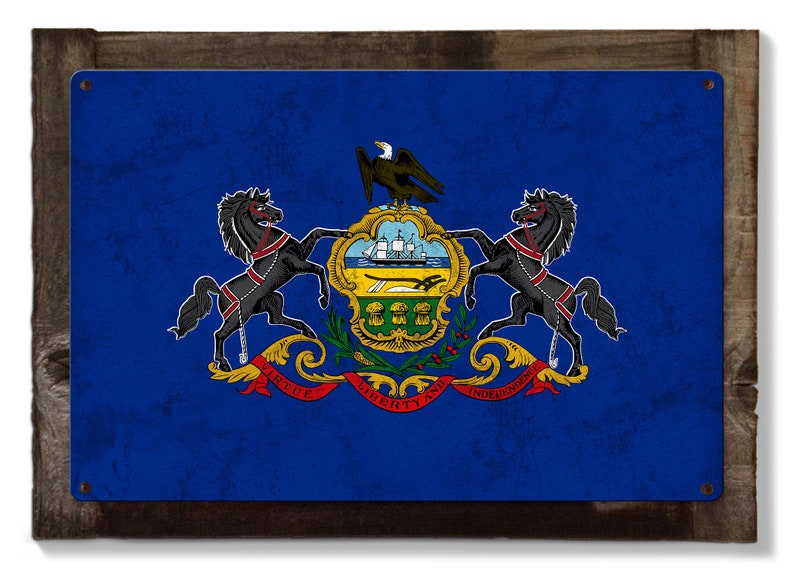 Pennsylvania State Flag Virtue Liberty Independence Metal - Etsy