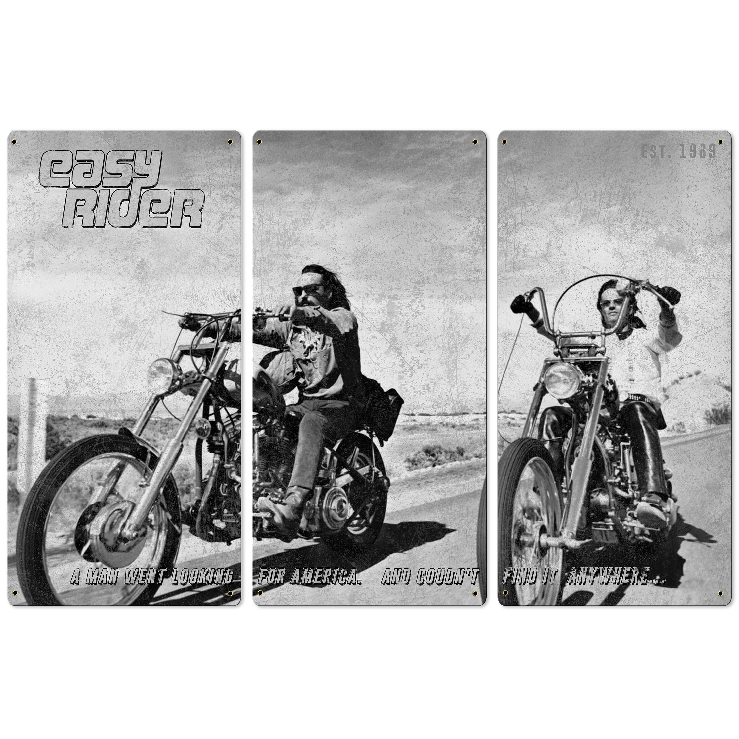 Easy Rider Chopper Motorcycles METAL Sign Triptych 3 | Etsy