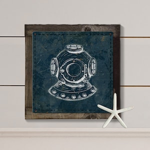 Vintage Scuba Diver Mask, METAL Sign, Optional Reclaimed Barnwood Frame ...