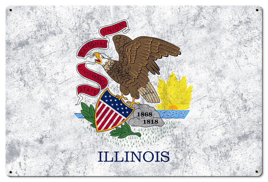 Illinois State Flag Land of Lincoln Metal Sign Optional - Etsy UK