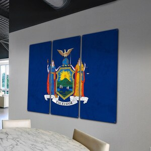 New York State Flag, I Love New York, Empire State, Triptych Metal Sign ...