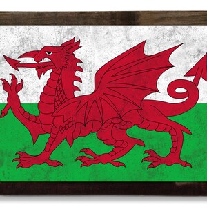 Wales Flag, Metal Sign, Optional Rustic Wood Frame, Wall Decor, Wall ...