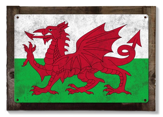 Wales Flag Metal Sign Optional Rustic Wood Frame Wall - Etsy