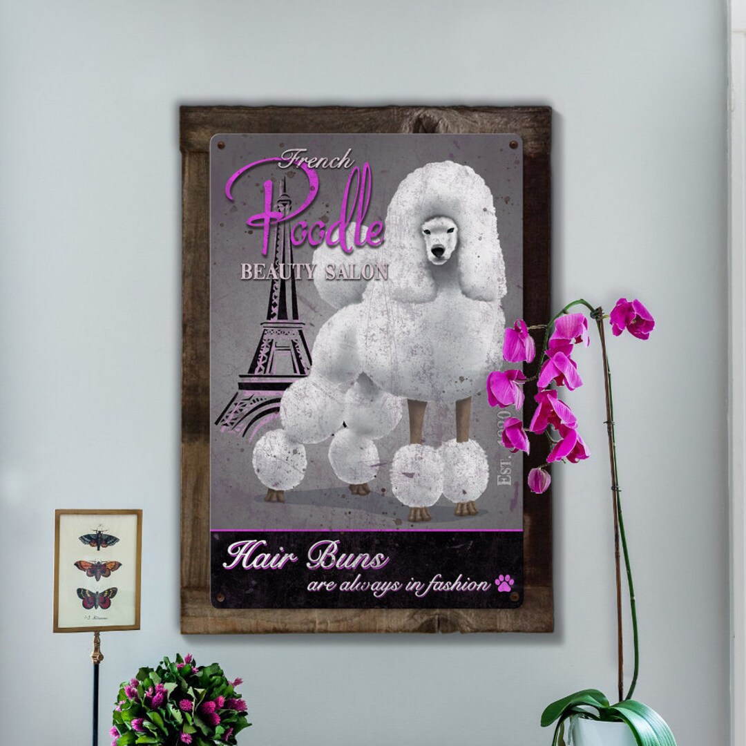French Poodle, Wall Art, Dog METAL Sign, Optional Reclaimed Barnwood ...