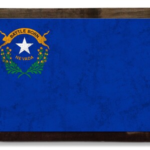Nevada State Flag, Battle Born, Metal Sign, Optional Rustic Wood Frame ...