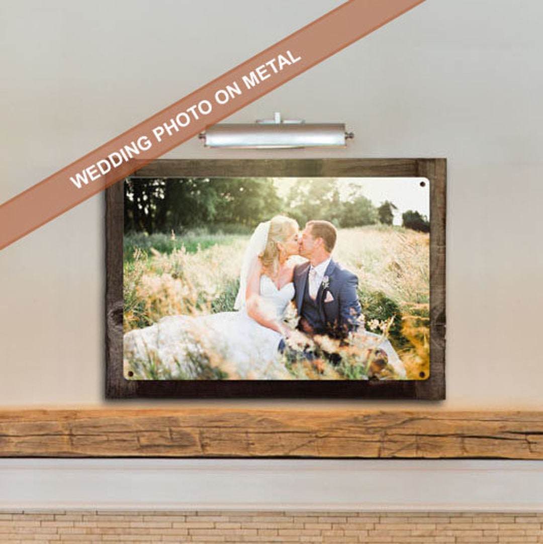 Your Photo on METAL, Wedding Pictures, Bridal Gift, Optional Reclaimed ...