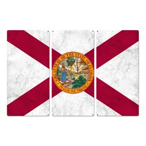 Florida State Flag, Sunshine State, Triptych Metal Sign, Wall Decor ...