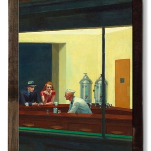 Nighthawks, Edward Hopper, Triptych METAL Sign, Travel, Wall Decor ...
