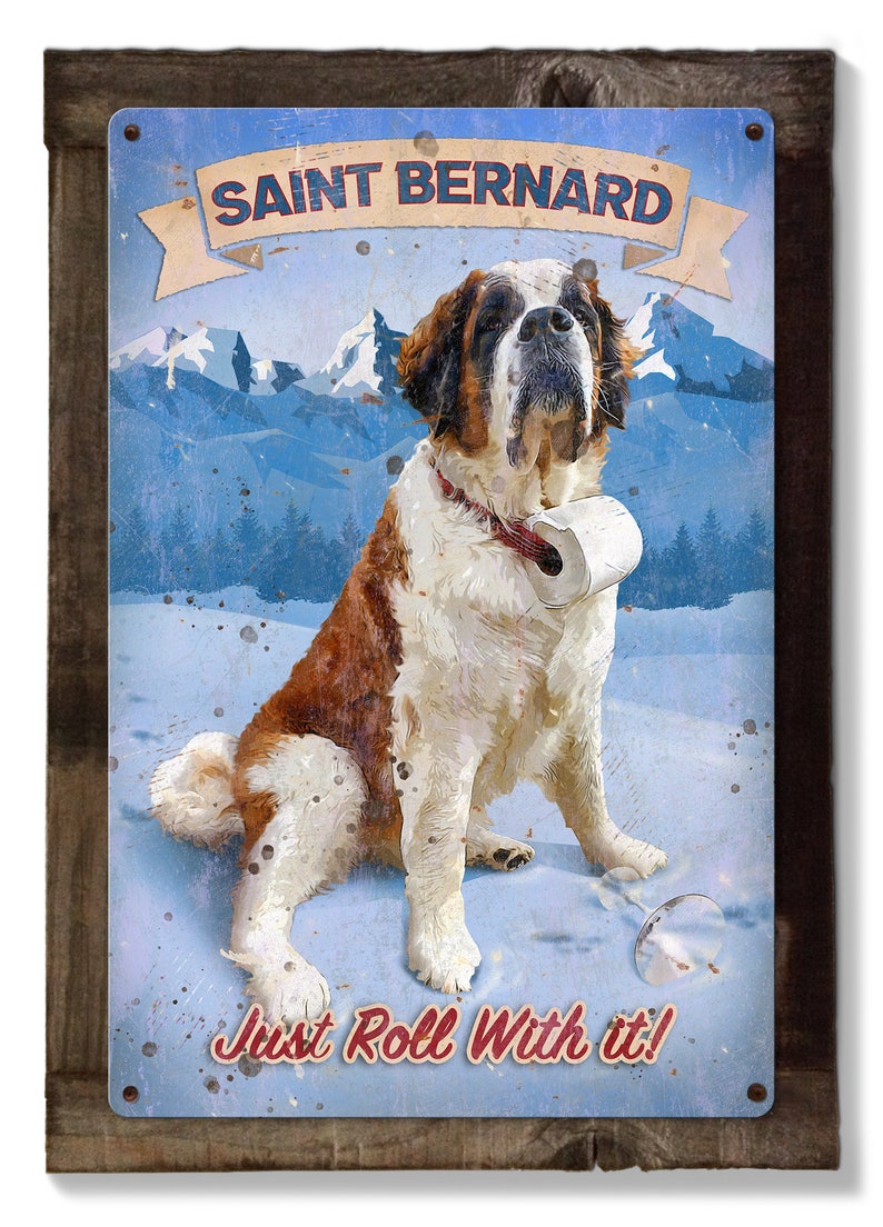 Saint Bernard, Dog Wall Art, METAL Sign, Optional Reclaimed Barnwood ...