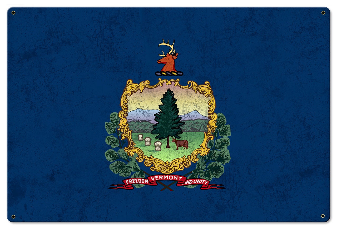 Vermont State Flag, the Green Mountain State, Metal Sign, Optional ...