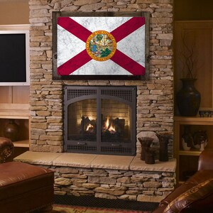 Florida State Flag, Sunshine State, Metal Sign, Optional Rustic Wood ...