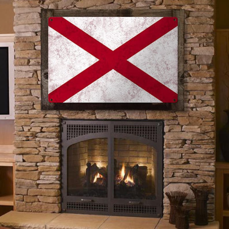 Alabama State Flag Heart of Dixie Metal Sign Optional - Etsy