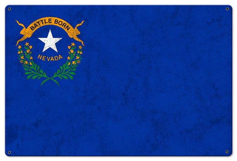 Nevada State Flag, Battle Born, Metal Sign, Optional Rustic Wood Frame ...