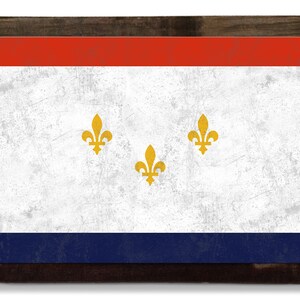 New Orleans State Flag, NOLA, Metal Sign, Optional Rustic Wood Frame ...