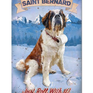 Saint Bernard, Dog Wall Art, METAL Sign, Optional Reclaimed Barnwood ...