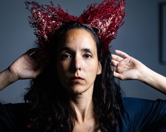 Pangea. Large Red and Pink Two Horn Crown of Preserved Flowers - Etsy