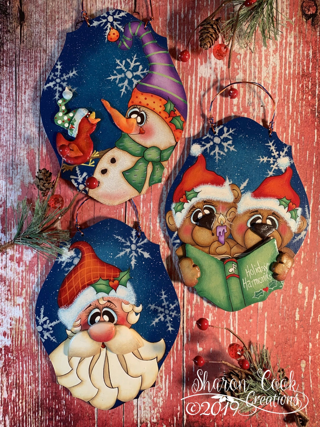 Hearts 'n Holly Ornaments--epacket by Sharon Cook - Etsy