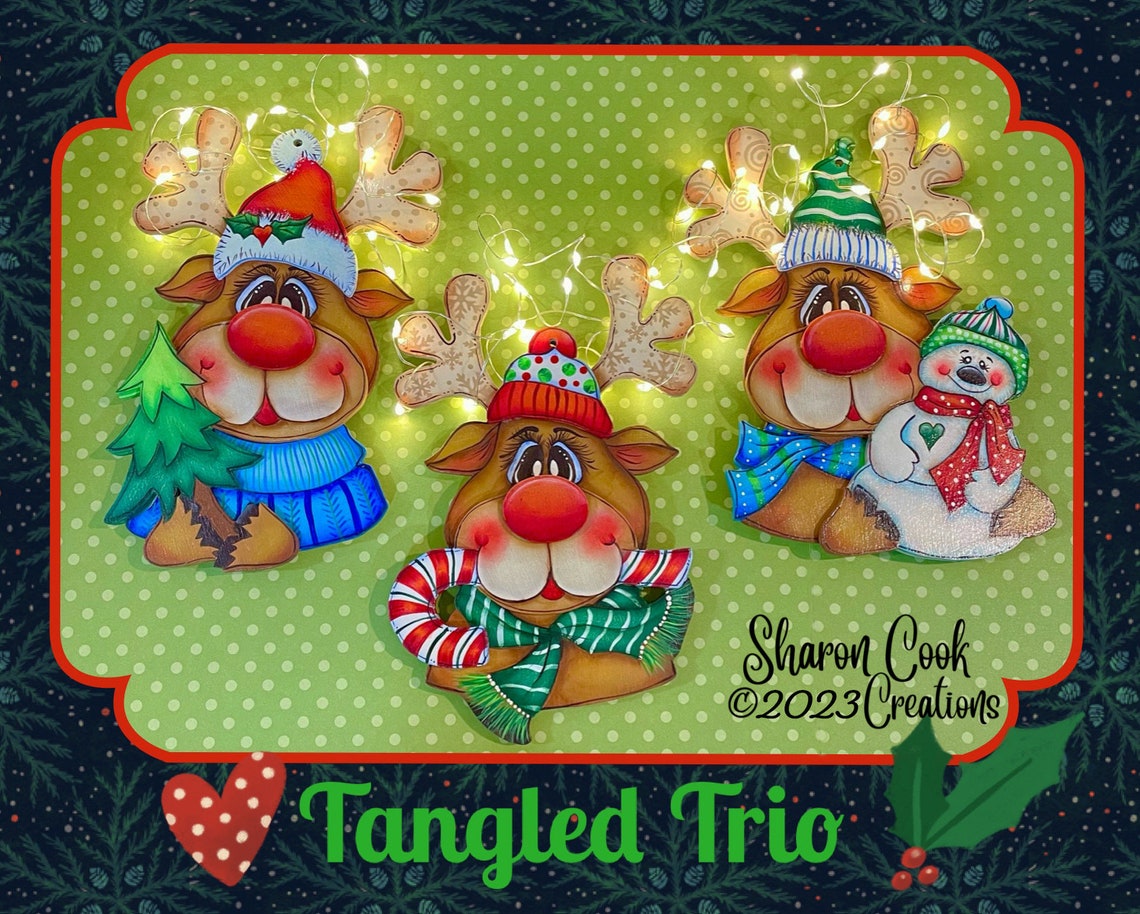 Tangled Trio Ornaments Cutouts Kitby Sharon Cook includes Three Multi ...