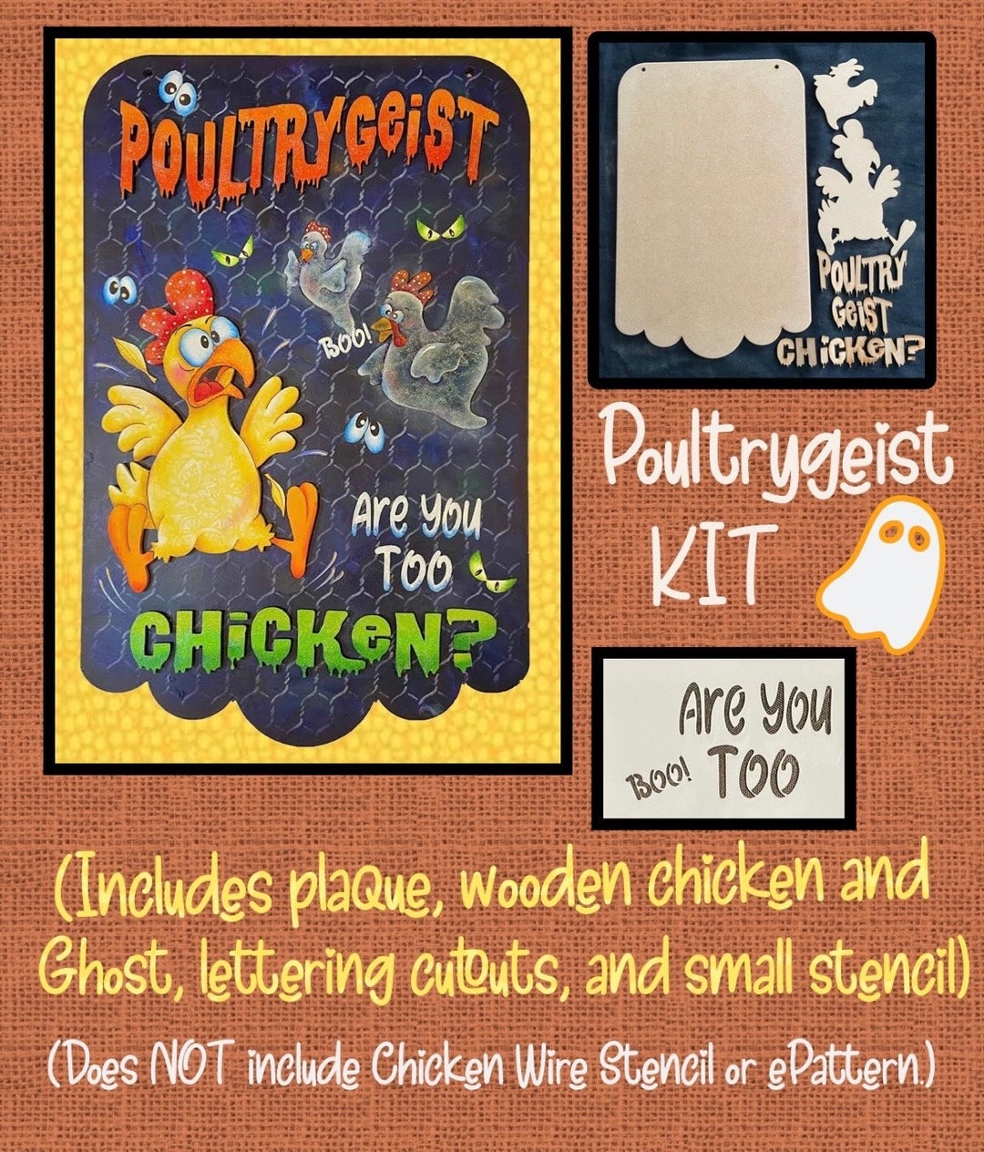 Poultrygeist Kit--by Sharon Cook (includes Plaque, Chicken and Ghost ...