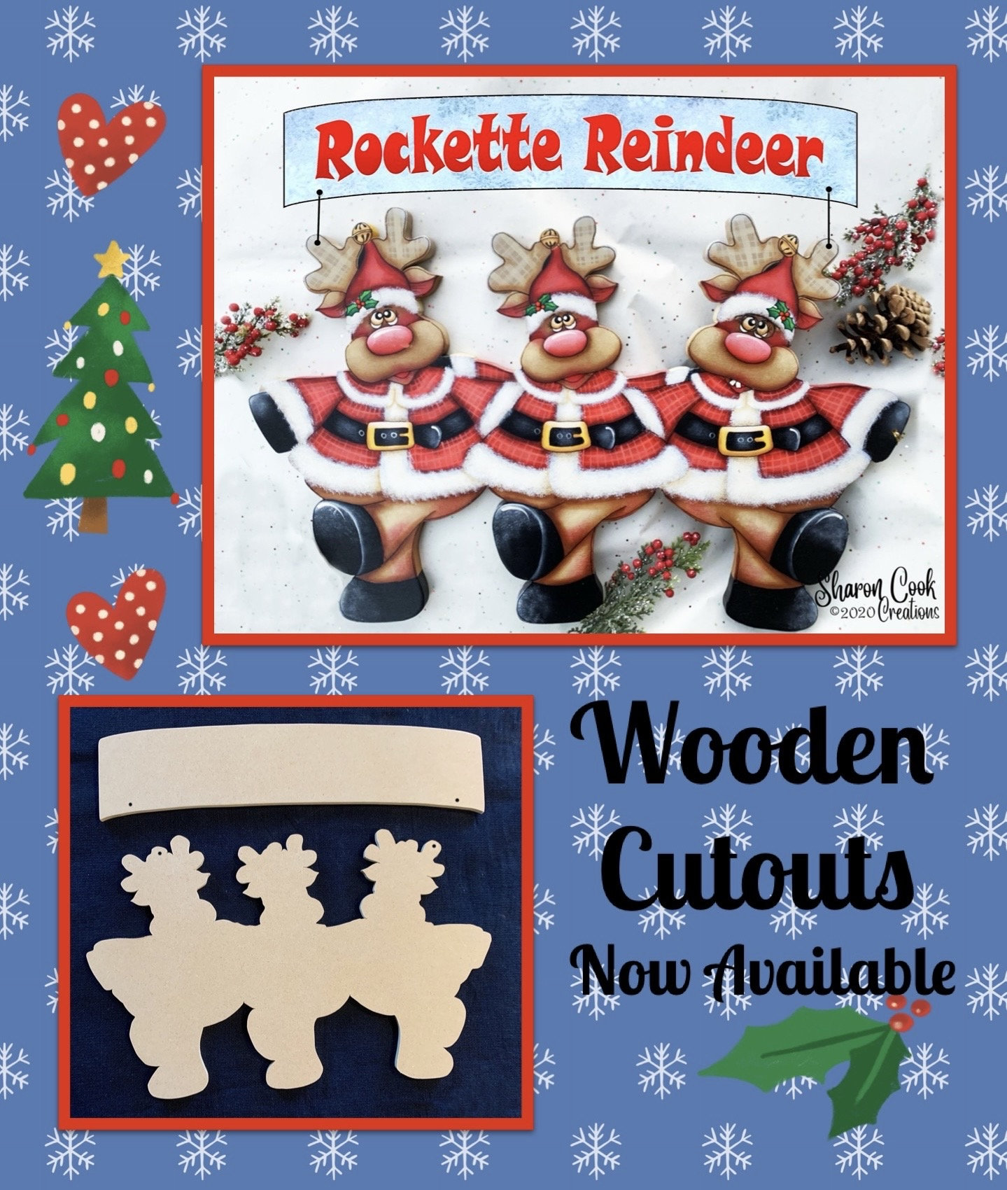 Wooden Cutouts for Rockette Reindeer Hanging Bannerpainting Design by ...