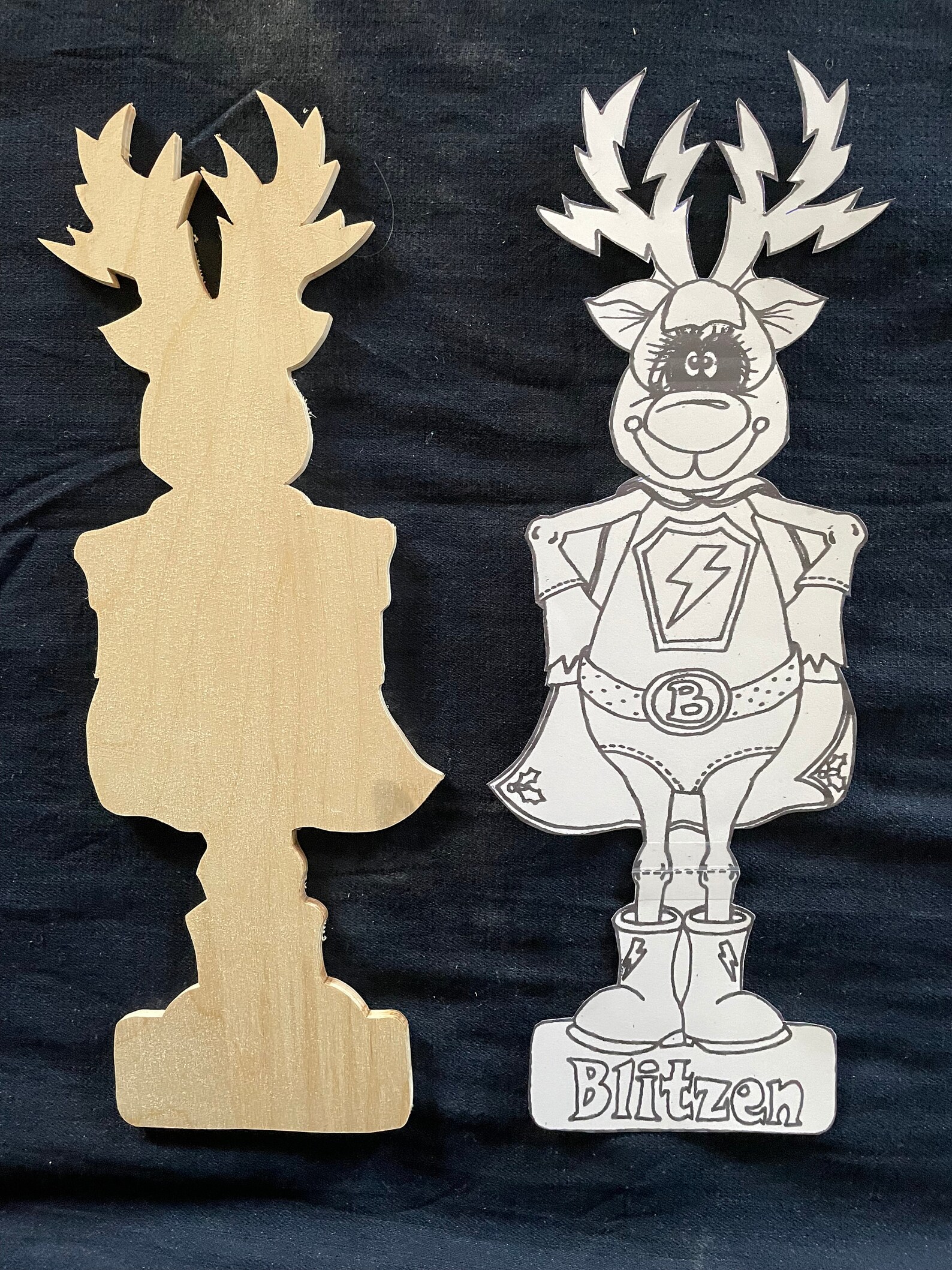 Blitzen Reindeerwooden Cutoutby Sharon Cook includes One Reindeer ...