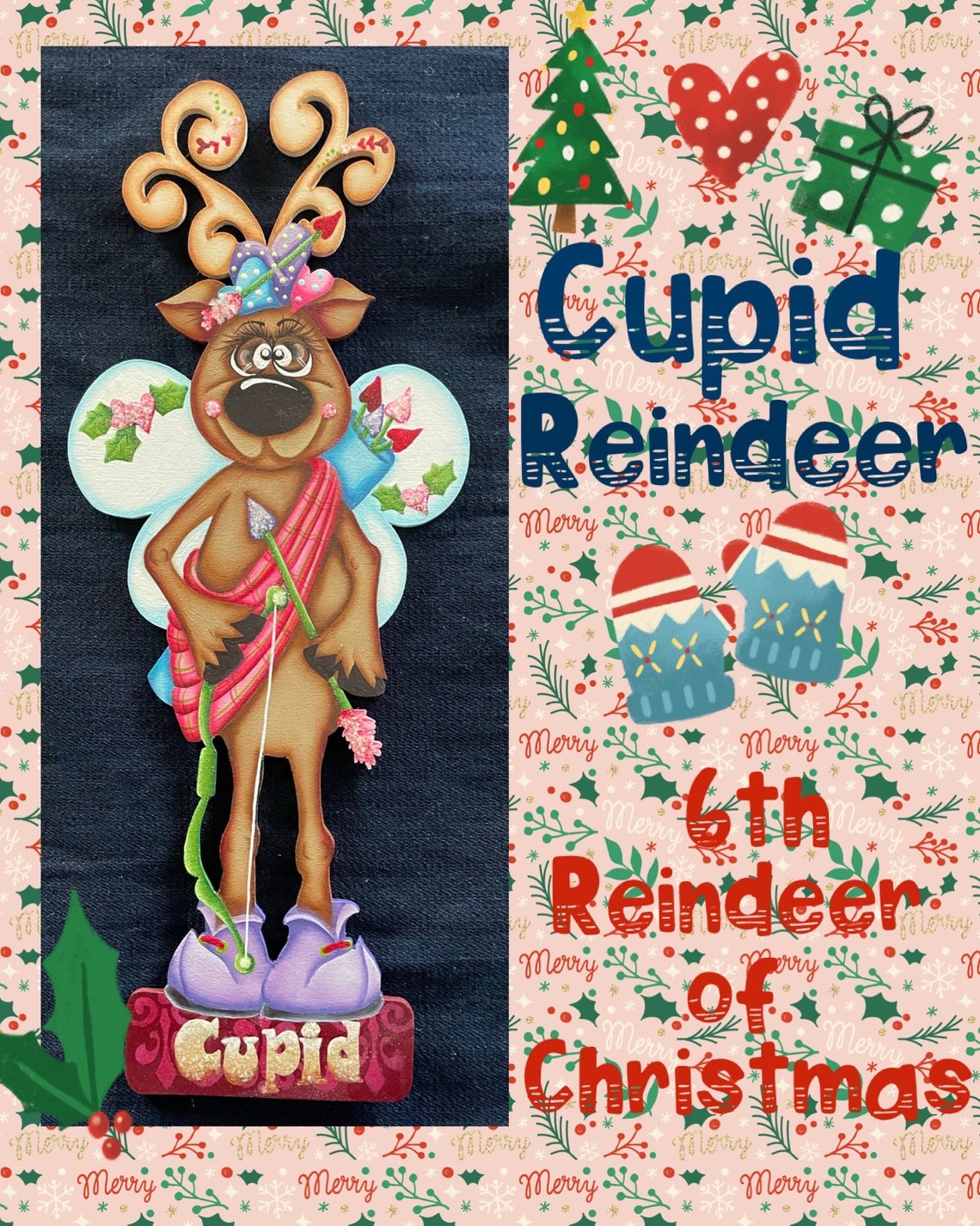 Cupid Reindeerwooden Cutoutby Sharon Cook includes One Reindeer Cutout ...