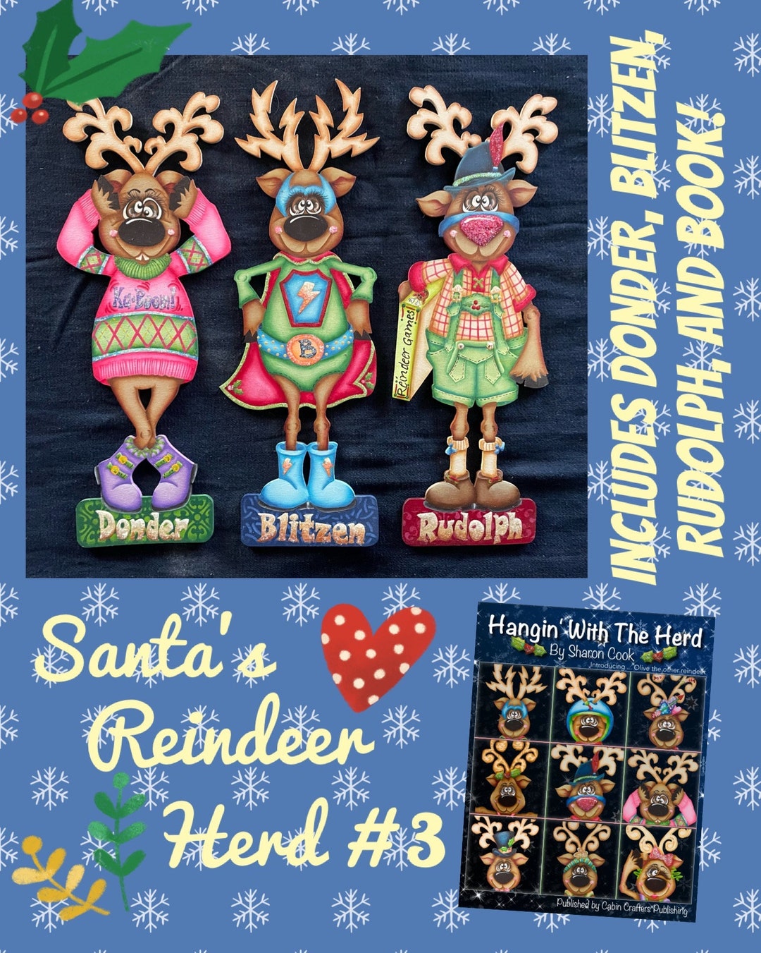 Santa's Reindeer--bundle #3 (WITH Book)-by Sharon Cook (includes Donder ...