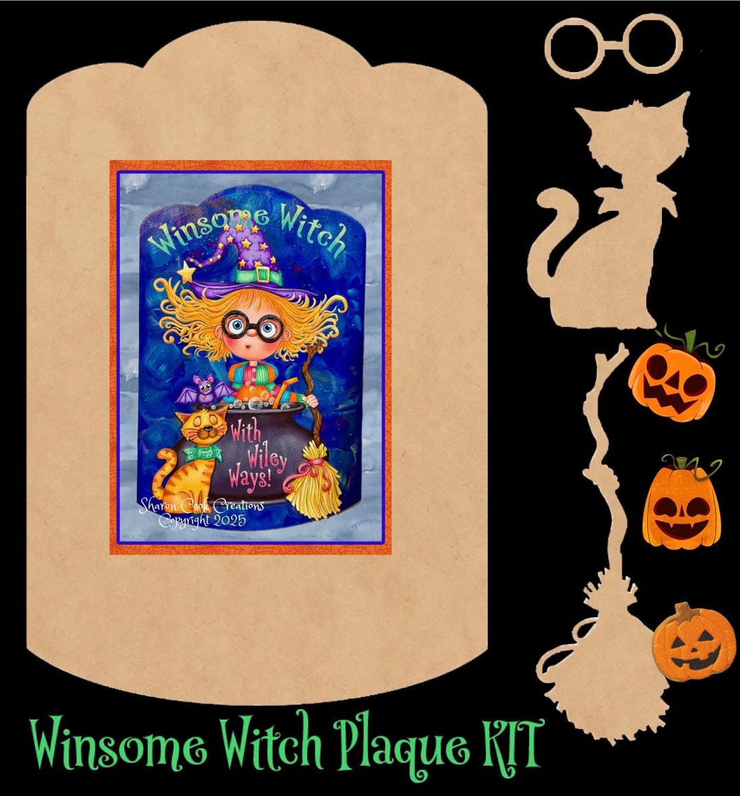 Winsome Witch Plaque Kit--by Sharon Cook (includes Softly Shapes Plaque ...