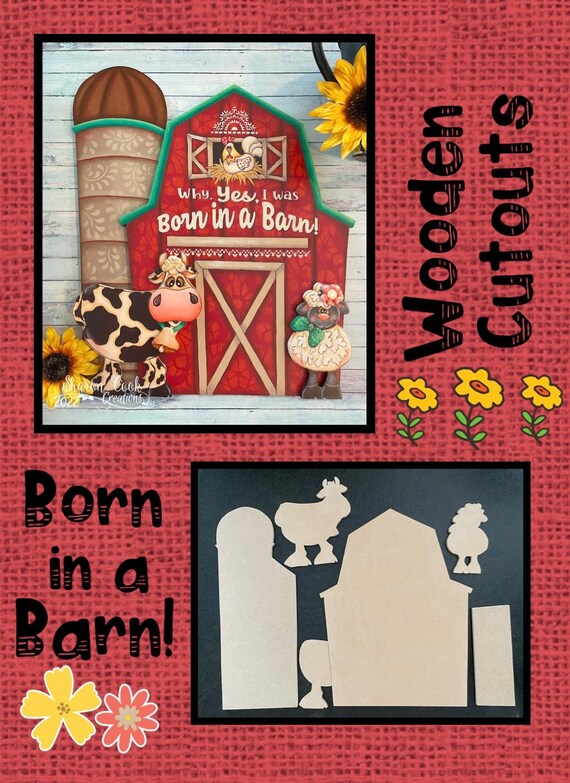 Born in a Barn Wooden Cutoutsby Sharon Cook includes Barn - Etsy