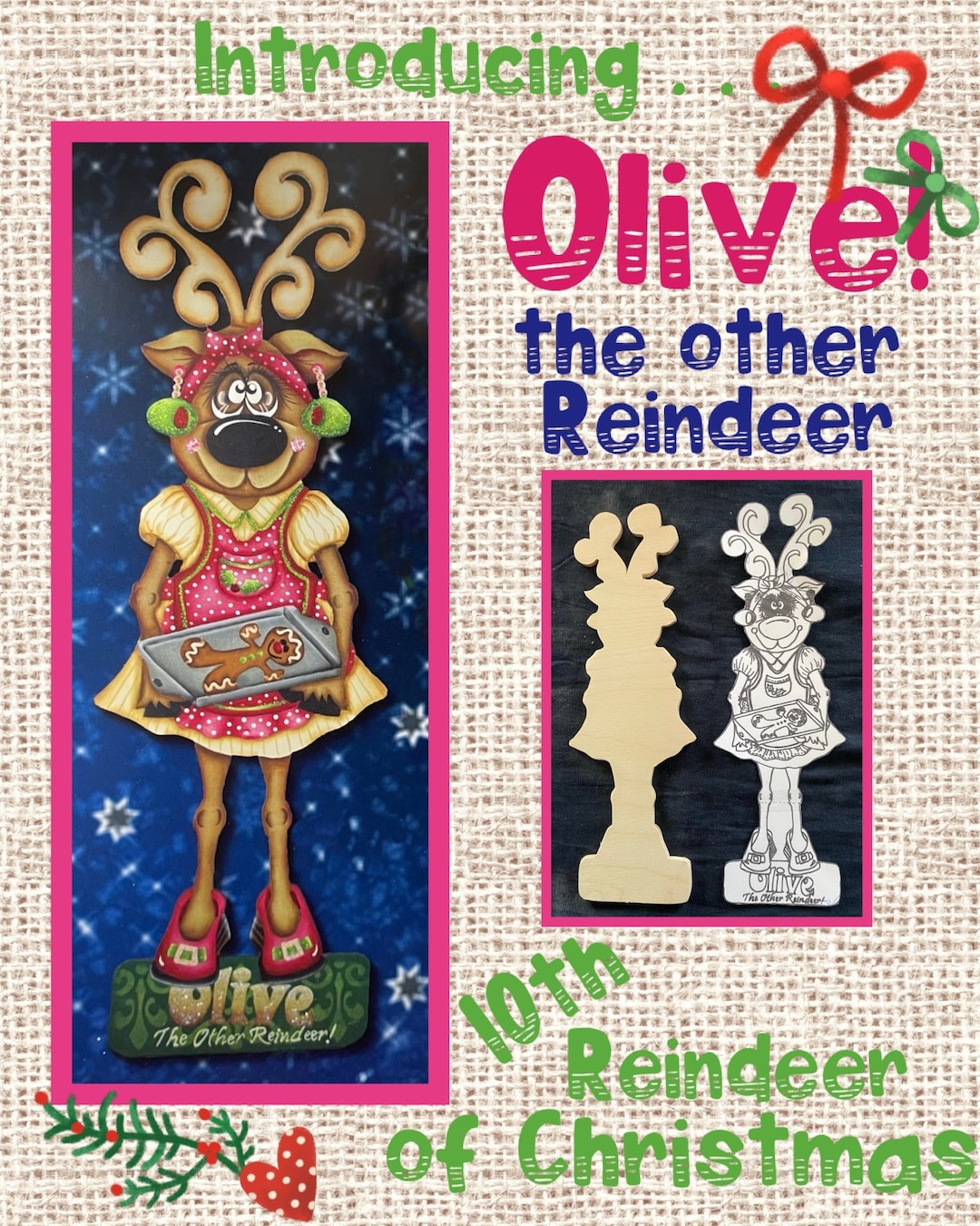Olive, the OTHER Reindeer--wooden Cutout--by Sharon Cook (includes One ...