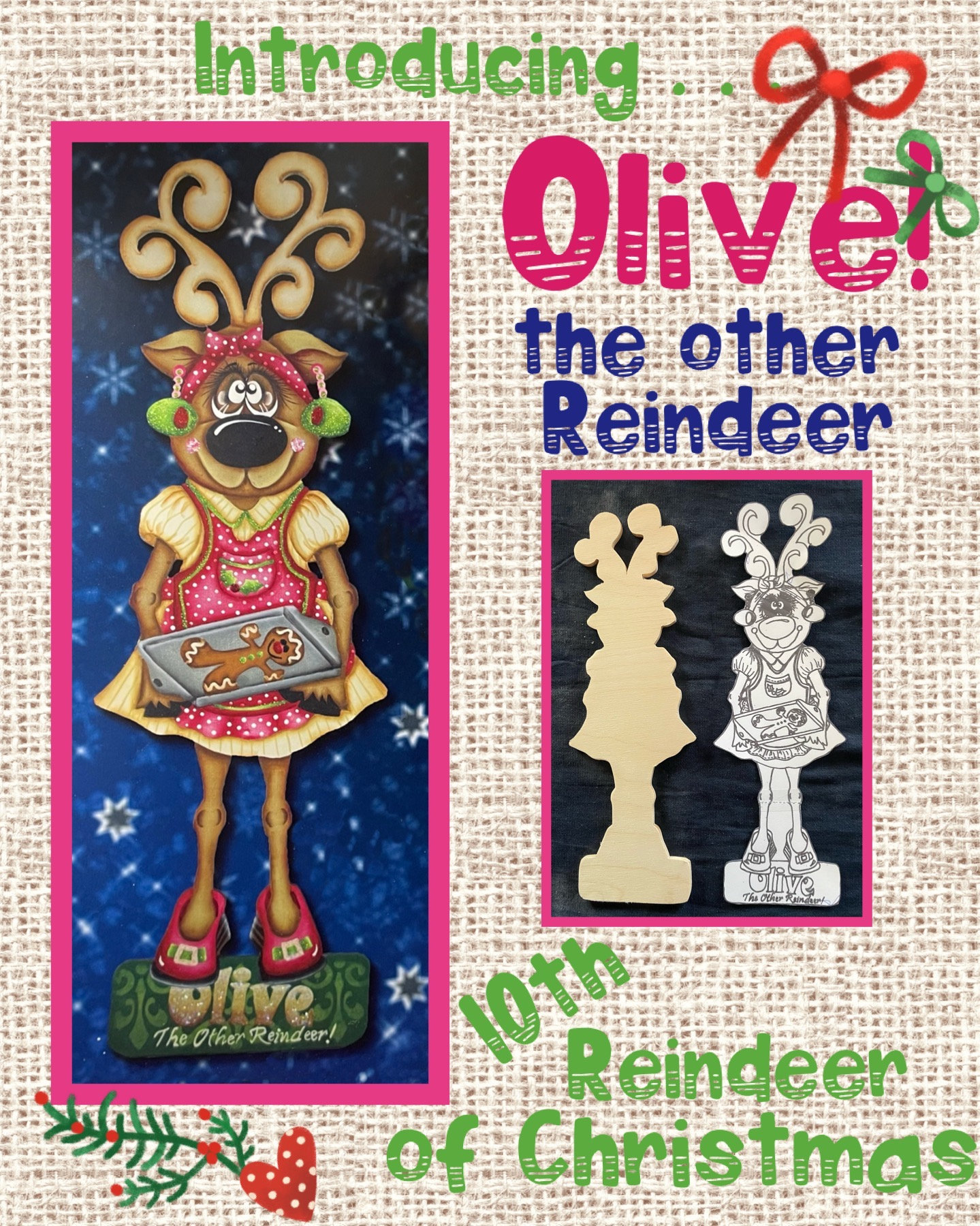 Olive, the OTHER Reindeerwooden Cutoutby Sharon Cook includes One ...