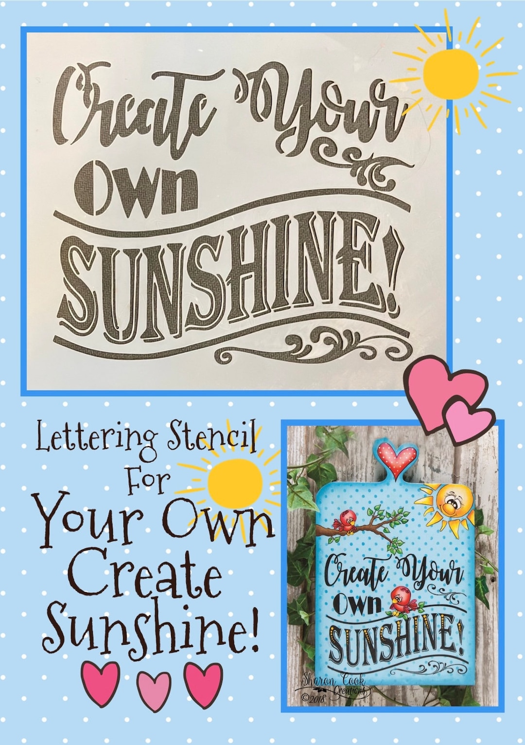 Create Your Own Sunshine LETTERING Stencils--by Sharon Cook (includes 7 ...
