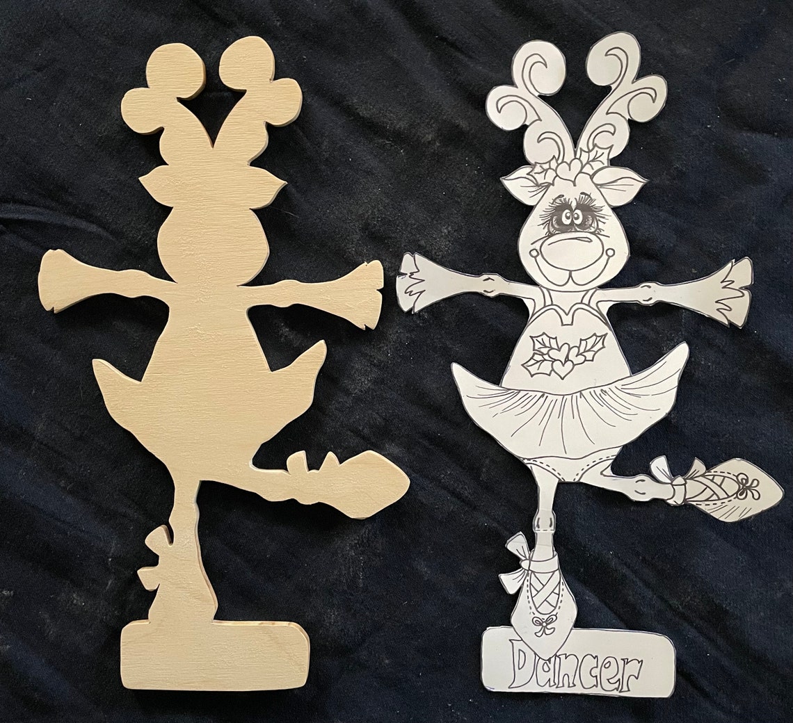 Dancer Reindeerwooden Cutoutby Sharon Cook includes One Reindeer Cutout ...