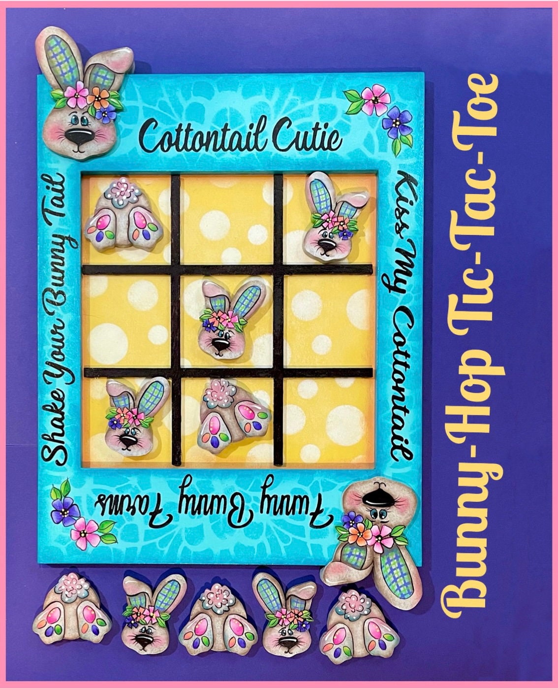 Bunny-hop Wooden Tic-tac-toe Gameby Sharon Cook includes Frame and ...
