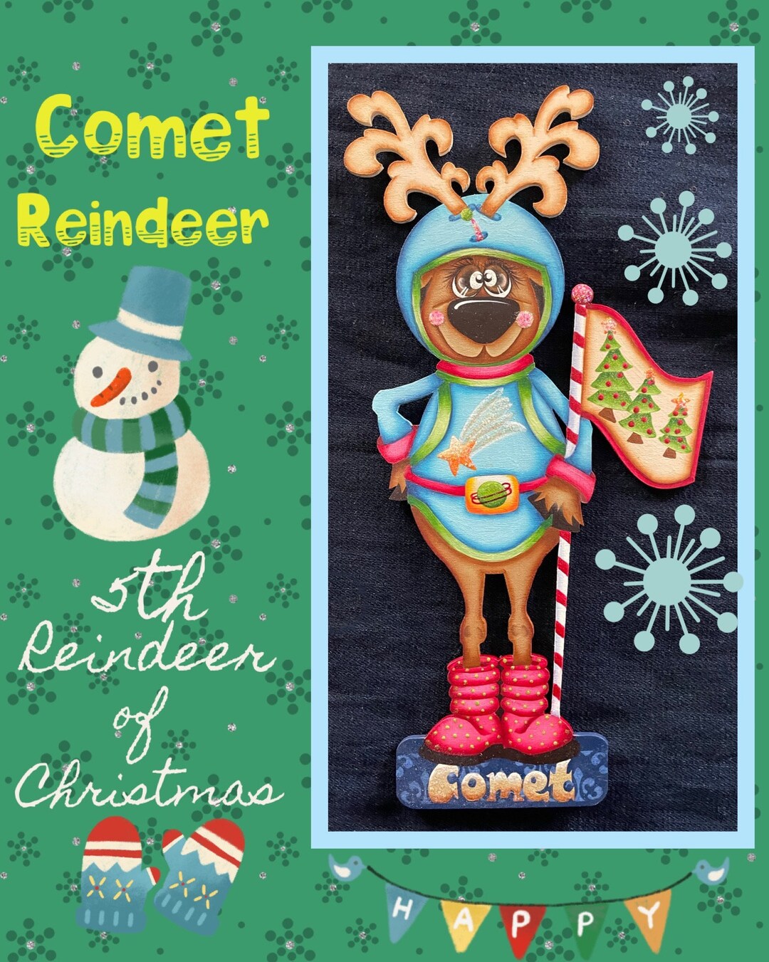 Comet Reindeer--wooden Cutout--by Sharon Cook (includes One Reindeer ...