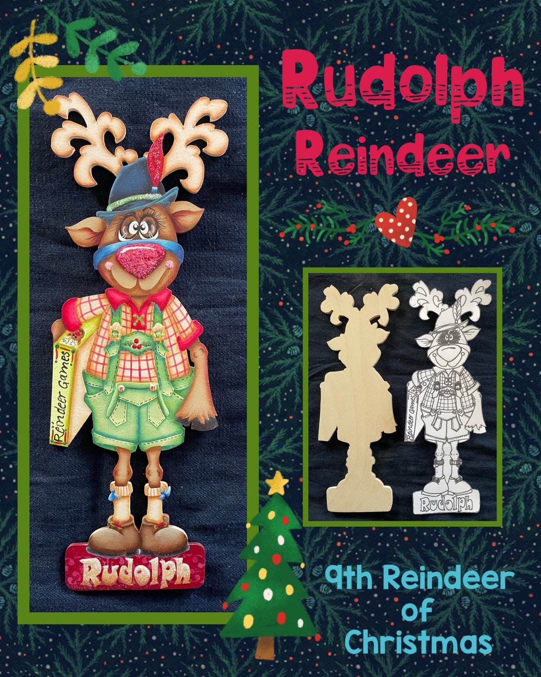 Rudolph Reindeer--wooden Cutout-by Sharon Cook (includes One Reindeer ...
